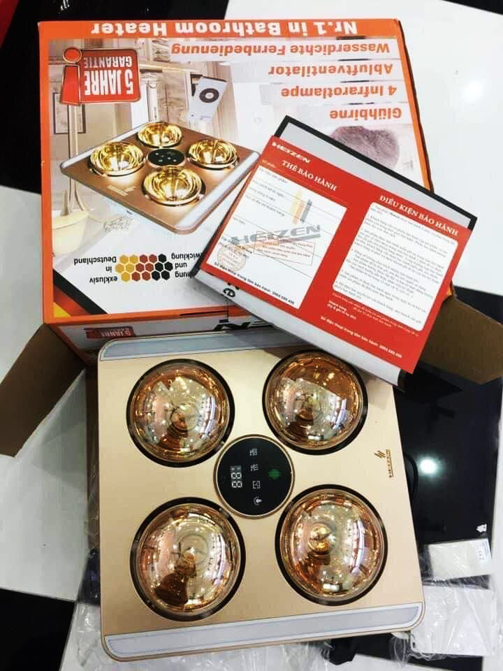 Đèn sưởi nhà tắm âm trần 4 bóng Heizen HE9 - Chính hãng Bh 5 năm